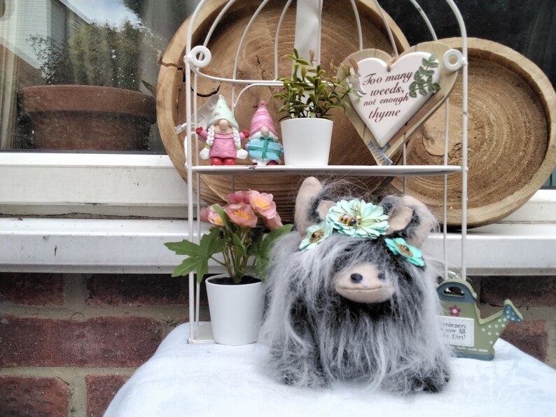 Grey Highland Cow Gonk Ornament, Highland Cow Gnome, Scottish Cow ...