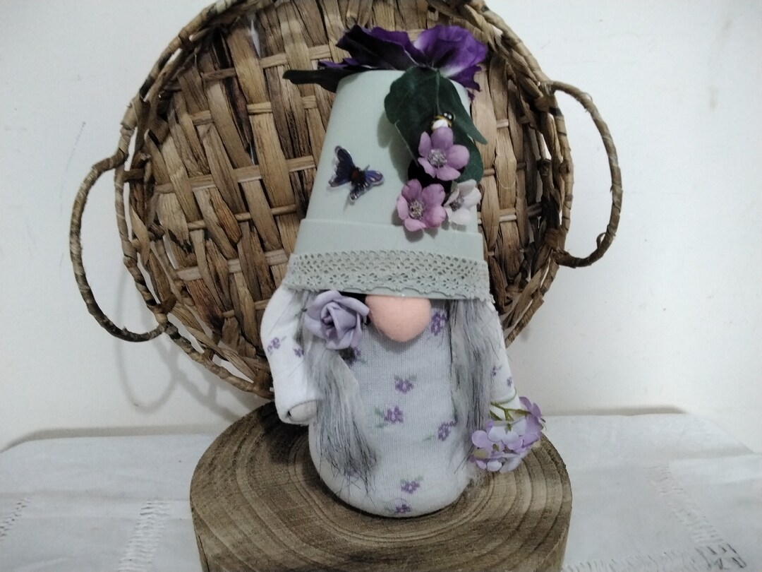 Flower Pot Gnome With Pansies, Pansy Flower Pot Gonk, Green Flower Pot ...