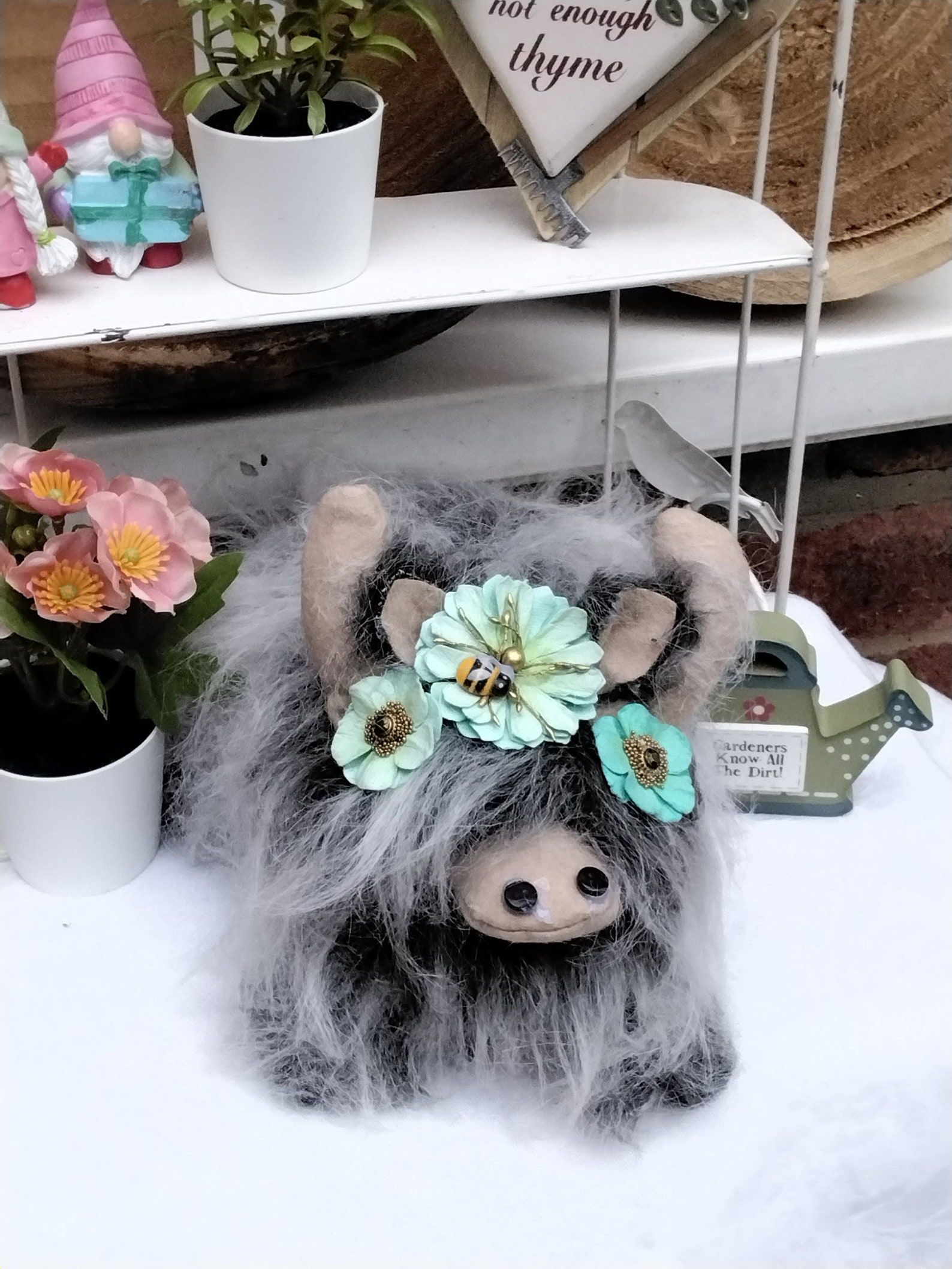 Grey Highland Cow Gonk Ornament, Highland Cow Gnome, Scottish Cow ...