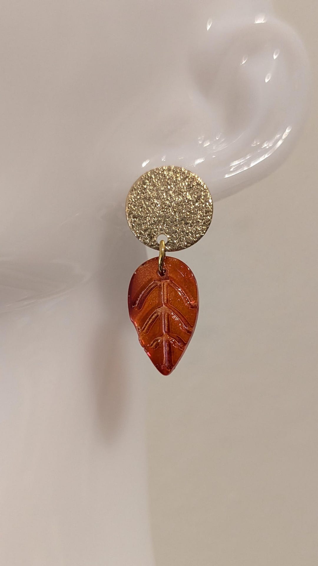 Autumn Leaf Earrings, Red Glass Leaf Earrings, Fall Earrings, Autumn ...