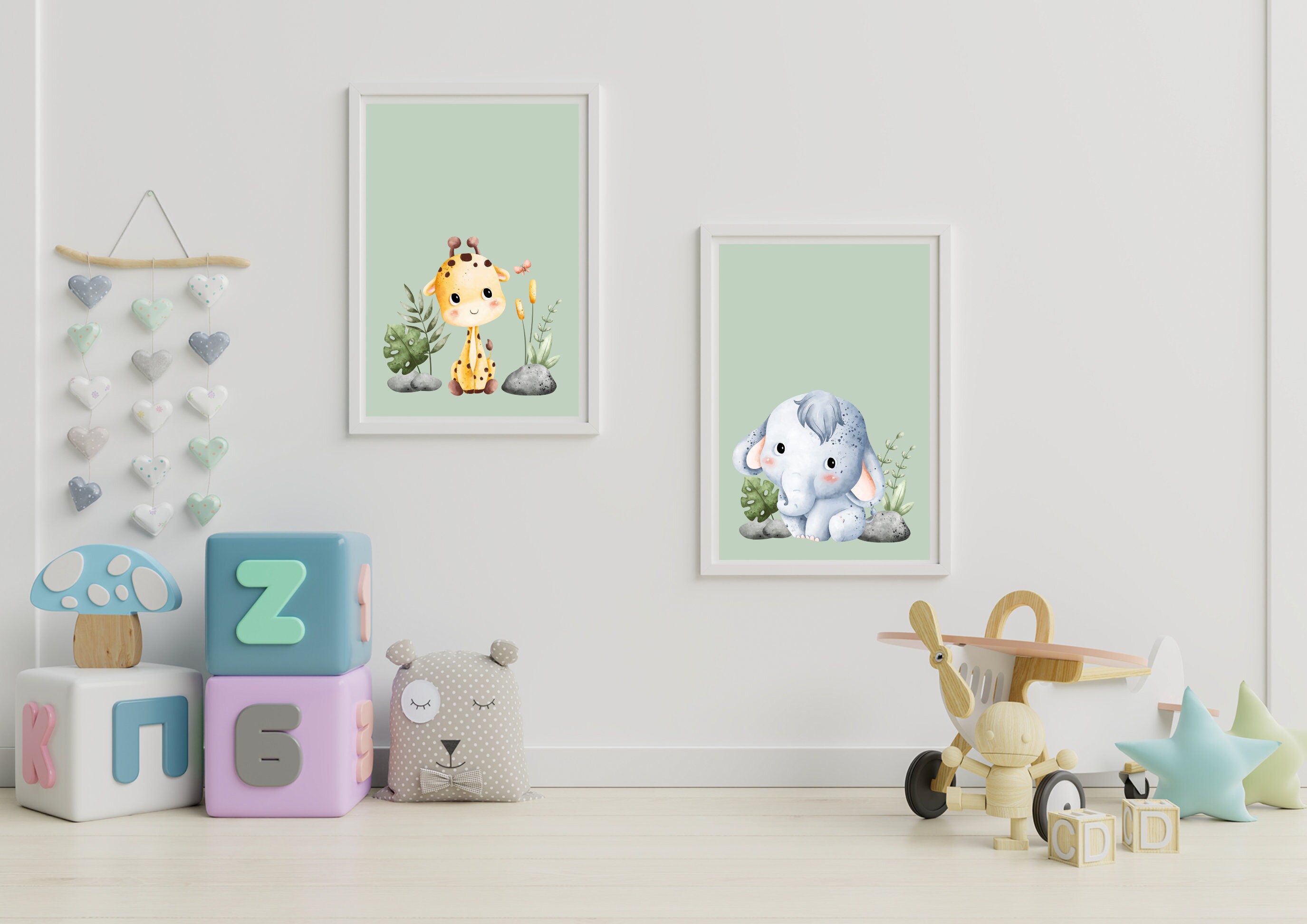 Boho Green Jungle Animals Nursery Decor 12 Prints for Boys - Etsy