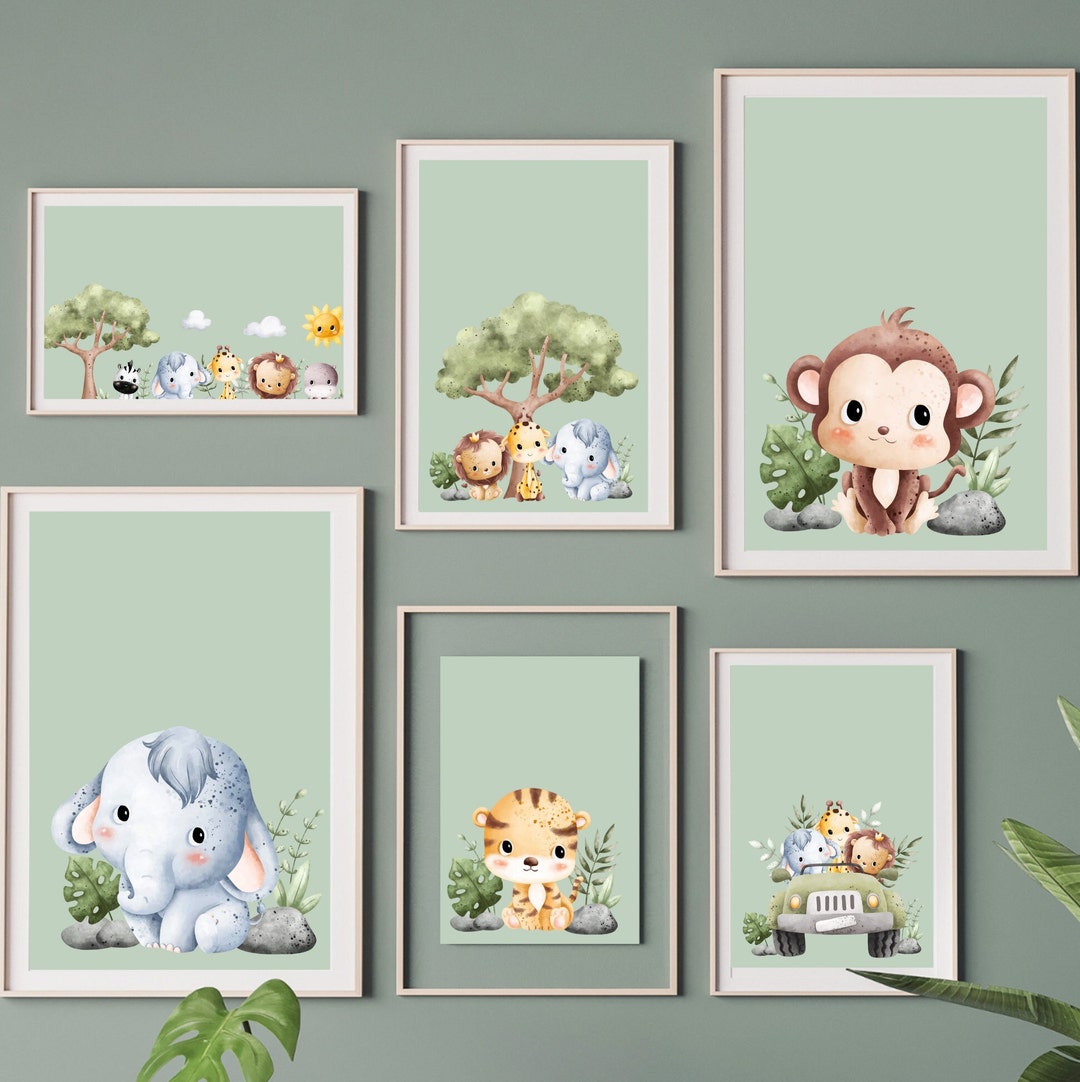 Boho Green Jungle Animals Nursery Decor 12 Prints for Boys - Etsy