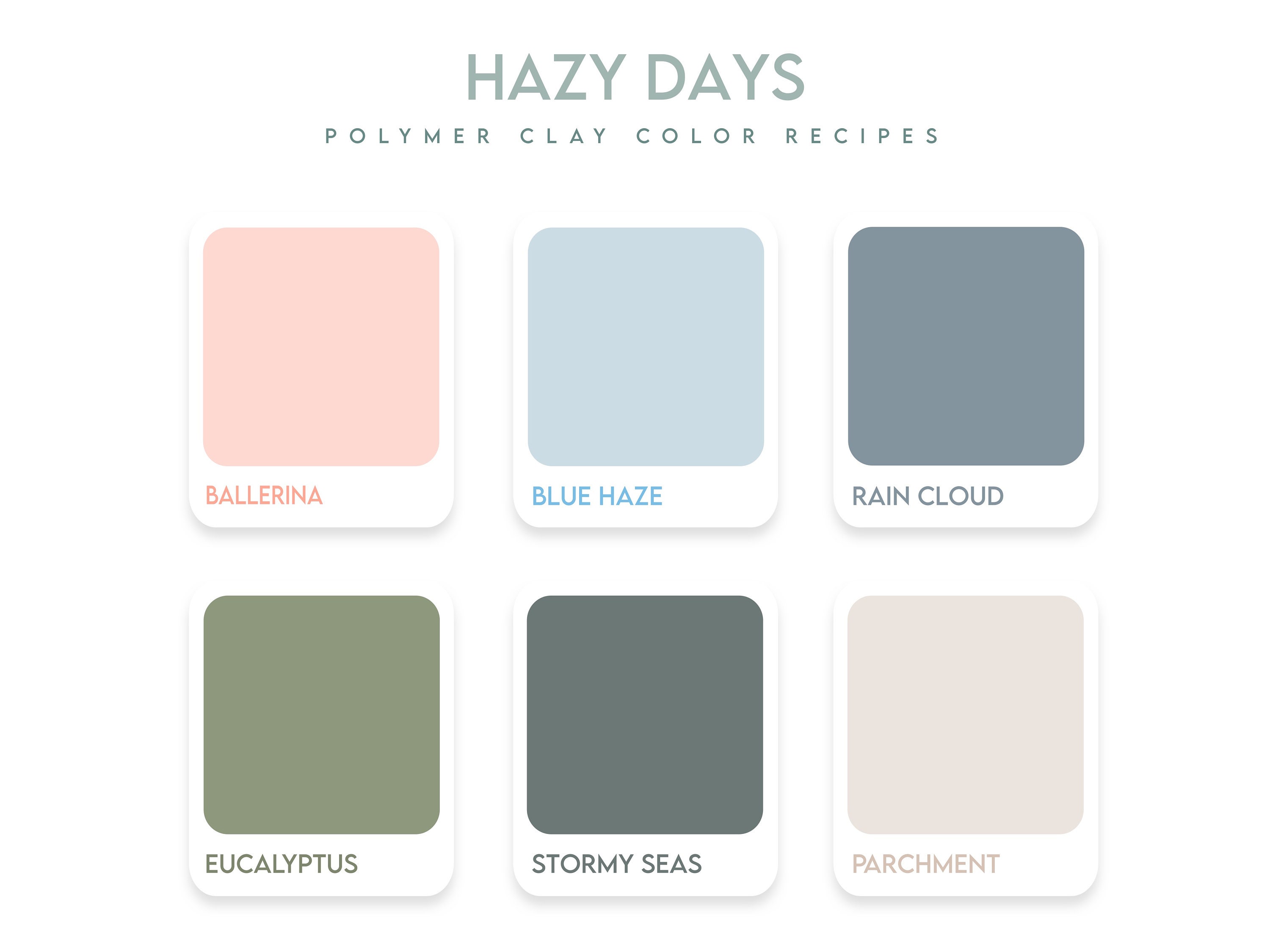 Polymer Clay Color Recipe Hazy Days Sculpey Souffle Premo | Etsy