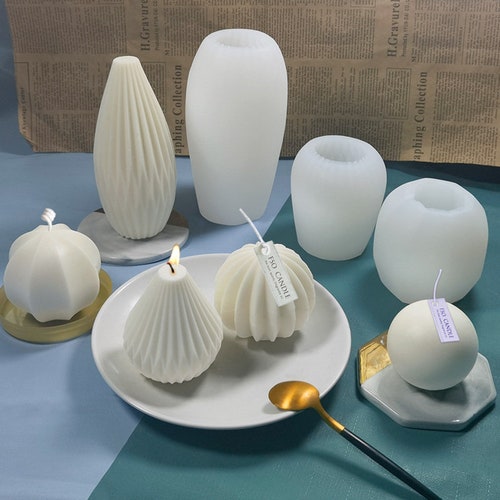Geometric Line Pear Shape Candle Mold Striped Tapered Silicone - Etsy