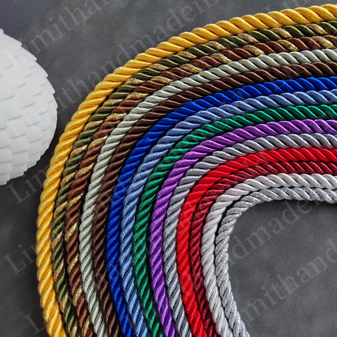 8mm Round Braided Cord, Rayon Rope, 8mm Satin Cord, 3-ply Twisted Round ...