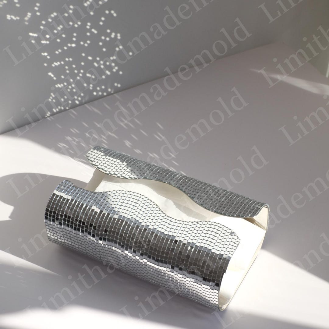 Silver Disco Mirrow Tissue Box Tissue Container Desktop Napkin Tissue ...