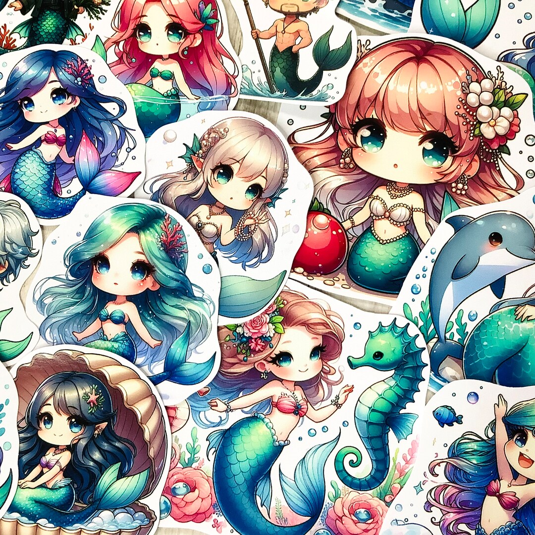 Chibi Mermaid Theme Stickers - Etsy