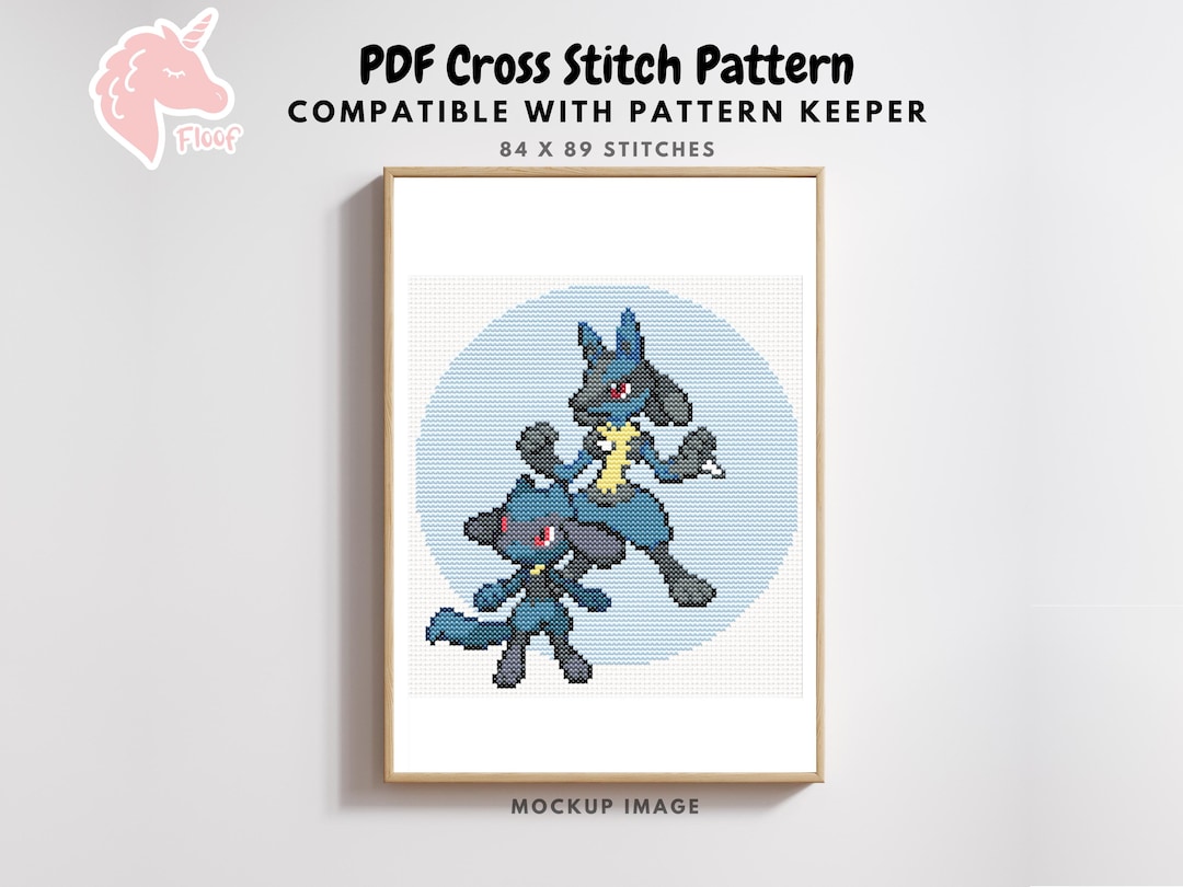 Lucario Cross Stitch Pattern, Riolu Cross Stitch Pattern, Pkm Cross ...