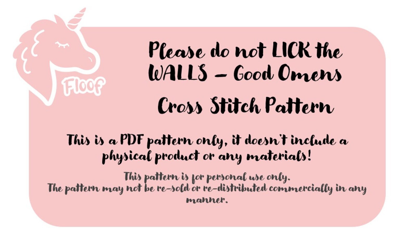 Please Do Not LICK the WALLS, Good Omens Cross Stitch Pattern, PDF ...