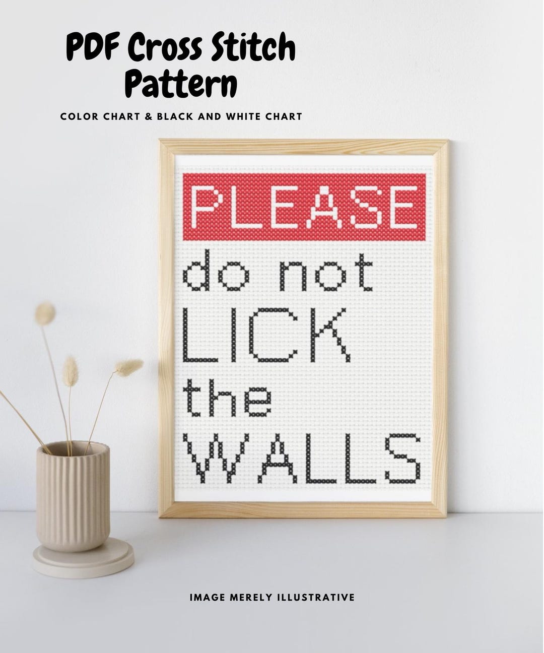Please Do Not LICK the WALLS, Good Omens Cross Stitch Pattern, PDF ...