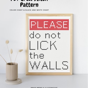 Please Do Not LICK the WALLS, Good Omens Cross Stitch Pattern, PDF ...