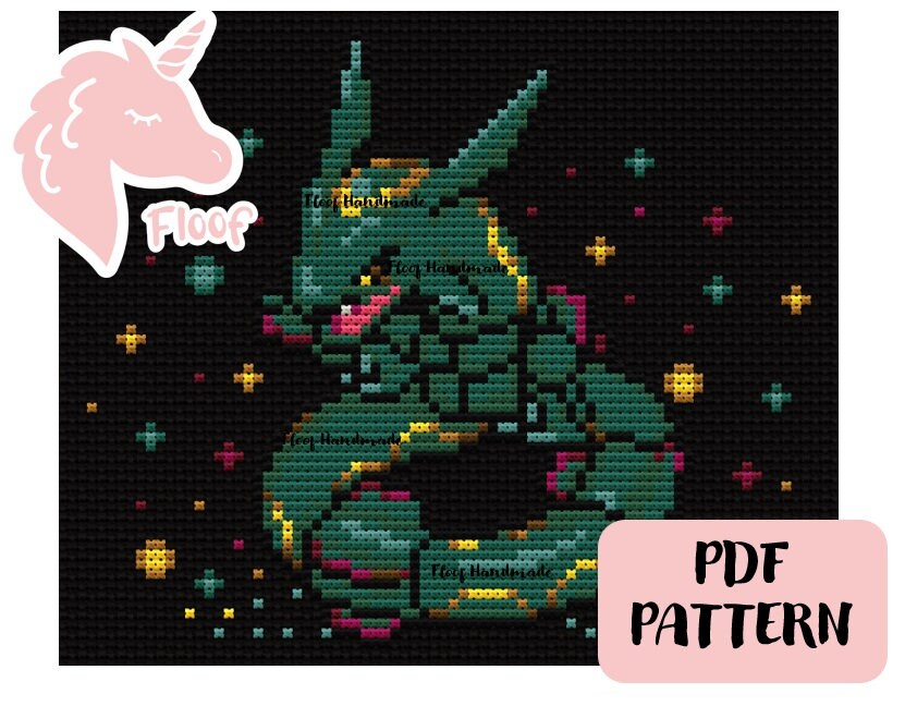 Rayquaza Cross Stitch Pattern Dragon Emerald Saphire Ruby - Etsy