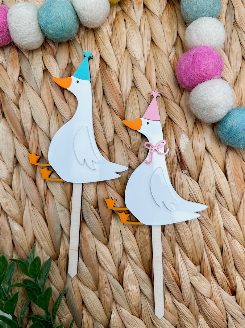 Goose Cake Topper, One Silly Goose, Goose Birthday Theme, Cake Topper ...
