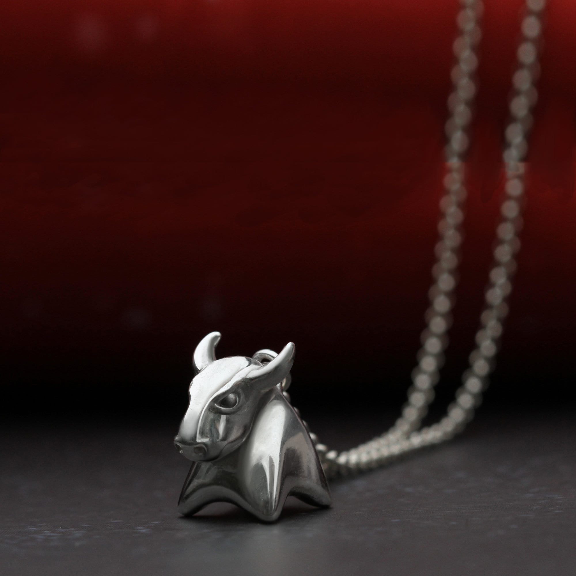 S925 Sterling Silver Unique Simple Cute Bull Taurus Pendant Bull ...