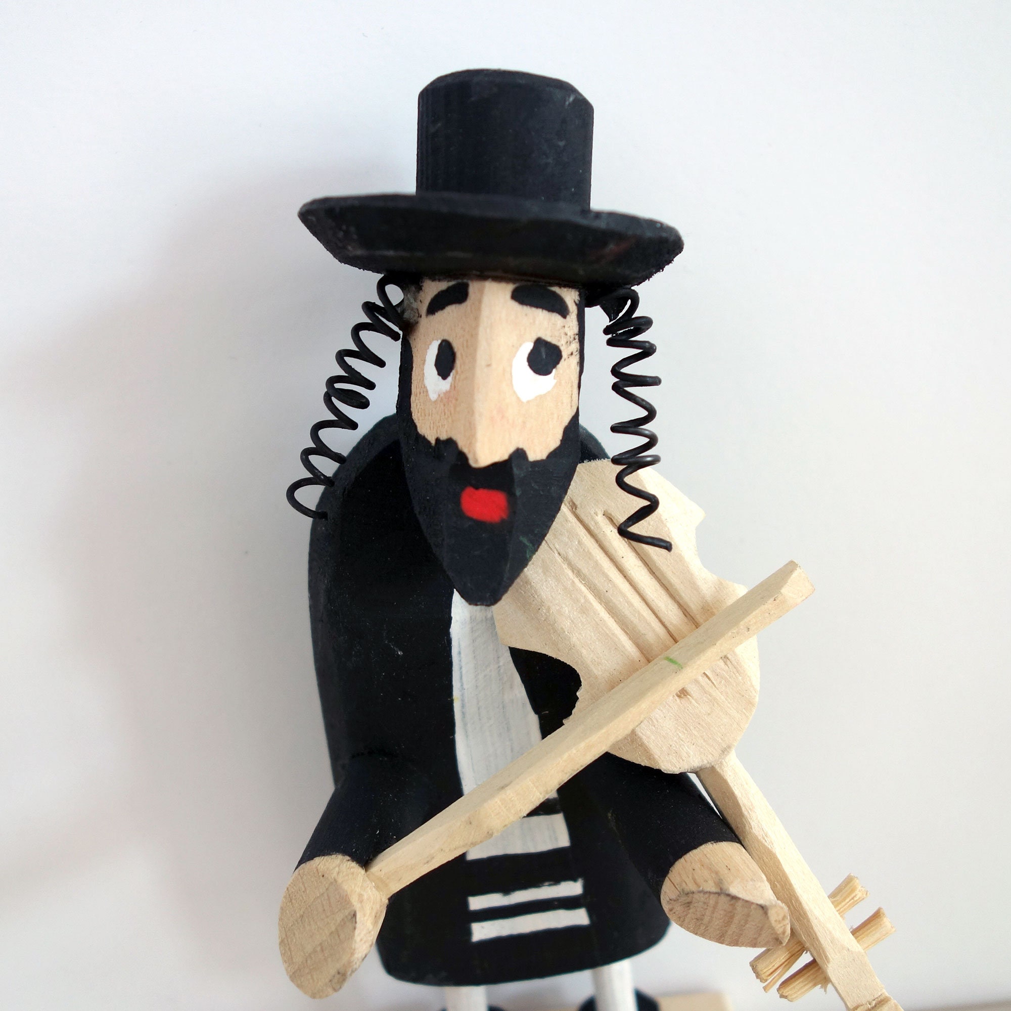Jewish Musician With Violinn / Jew Handmade of Wood / Jew Figurine ...