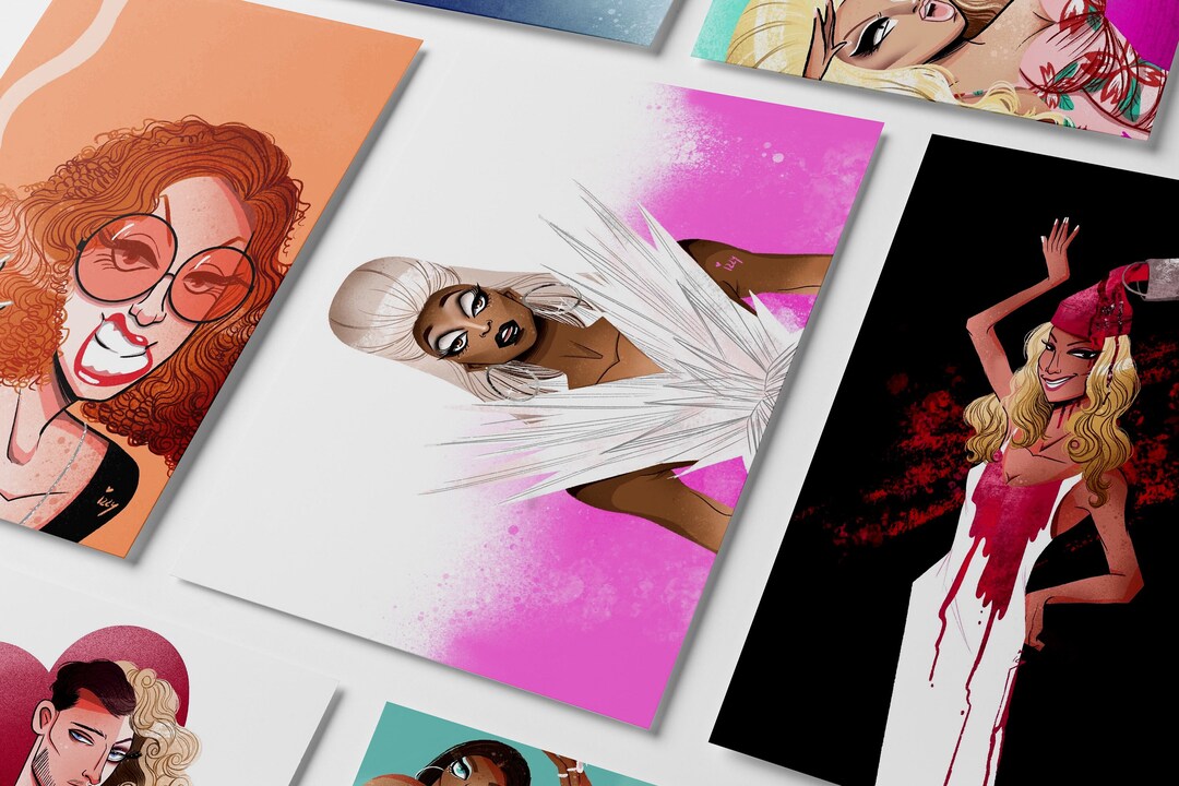 Dragqueen Digital Print Postcards Set Lgbtq - Etsy