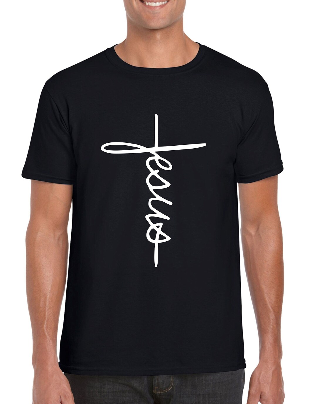 Jesus Signature T-shirt Christian Vertical Cross Christianity Sign ...