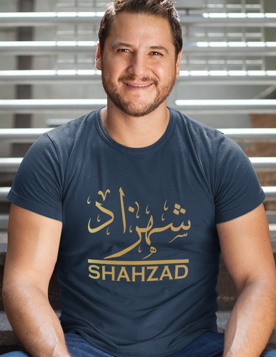 Personalised Arabic T-shirt, Front Back Arabic English Calligraphy ...