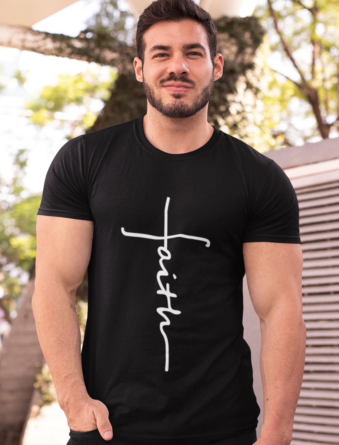 Faith Vertical Cross T-shirt Christian Religious Xmas Present Top - Etsy