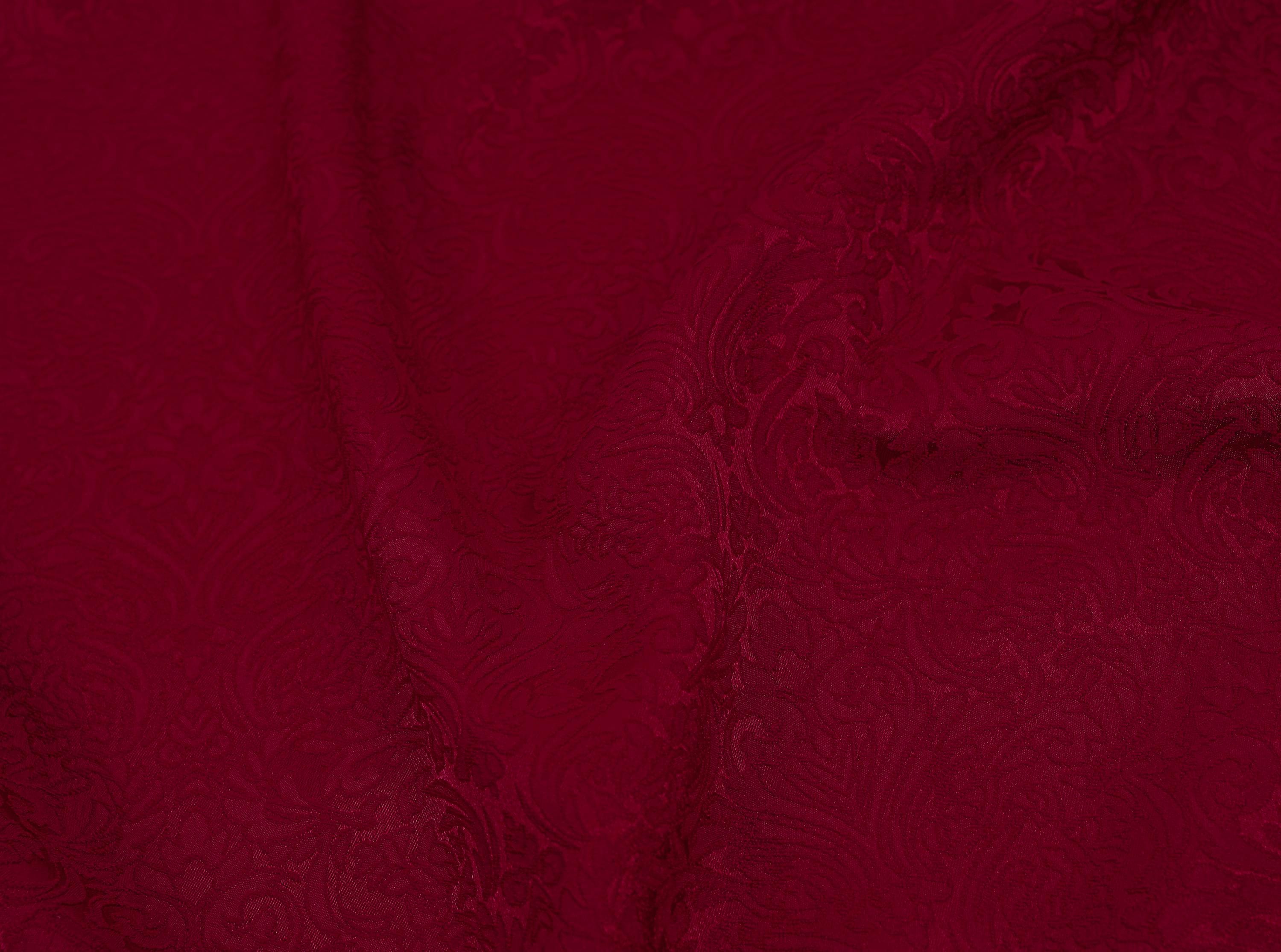 Textured Solid Wine Red Color Retro Floral Design Jacquard Fabric Dress ...