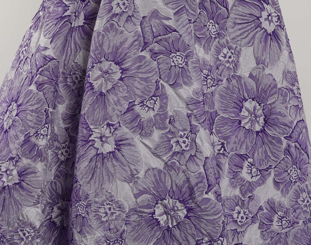 Purple Embossed Flower Jacquard Fabric 60" Wide - Sold by the Yard - Etsy