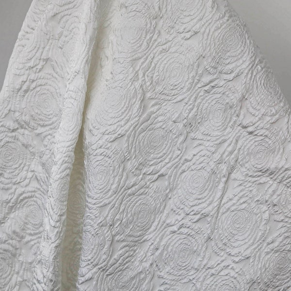 Embossed White Floral Fabric - Etsy
