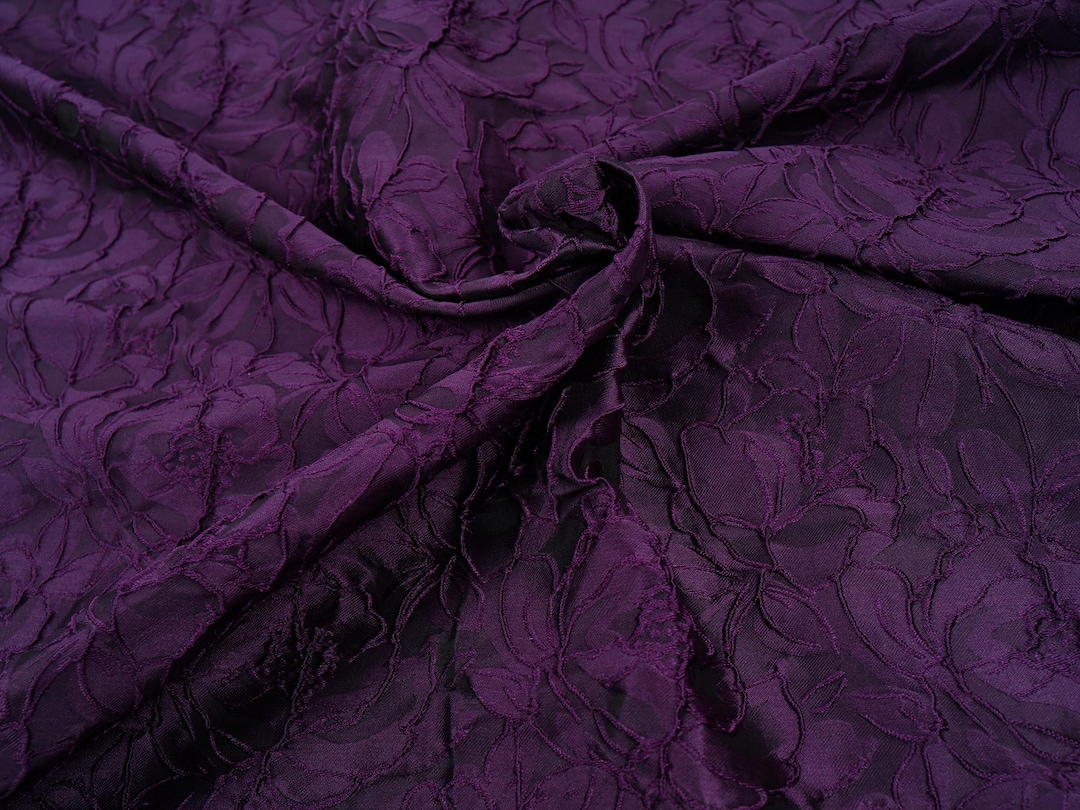 Classic Style Purple Embossed Blossom Pattern Jacquard Fabric for DIY ...