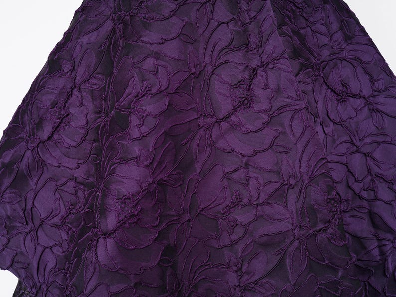 Classic Style Purple Embossed Blossom Pattern Jacquard Fabric for DIY ...