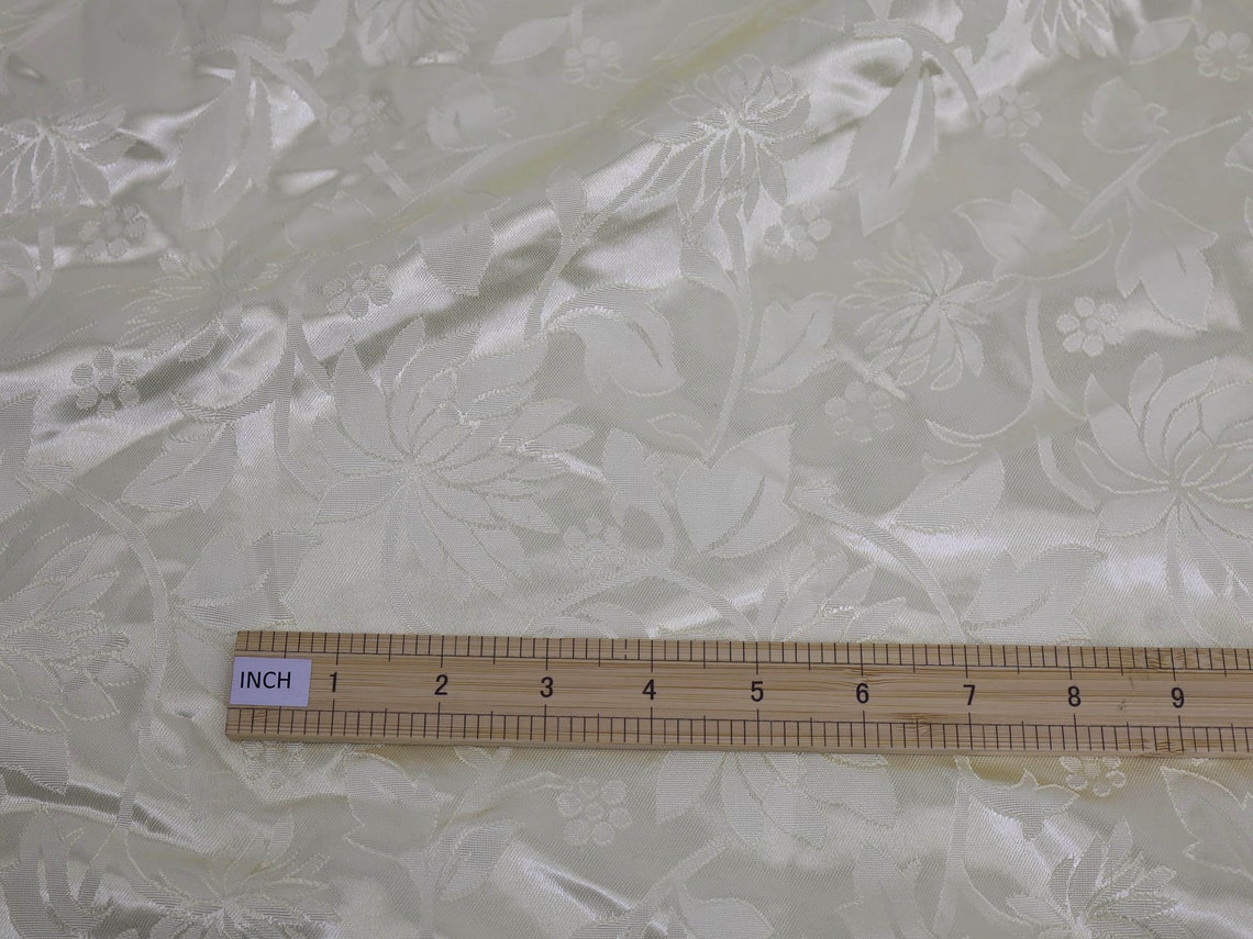 Champagne Color - Glossy Flower Polyester Jacquard Fabric 58" Wide ...