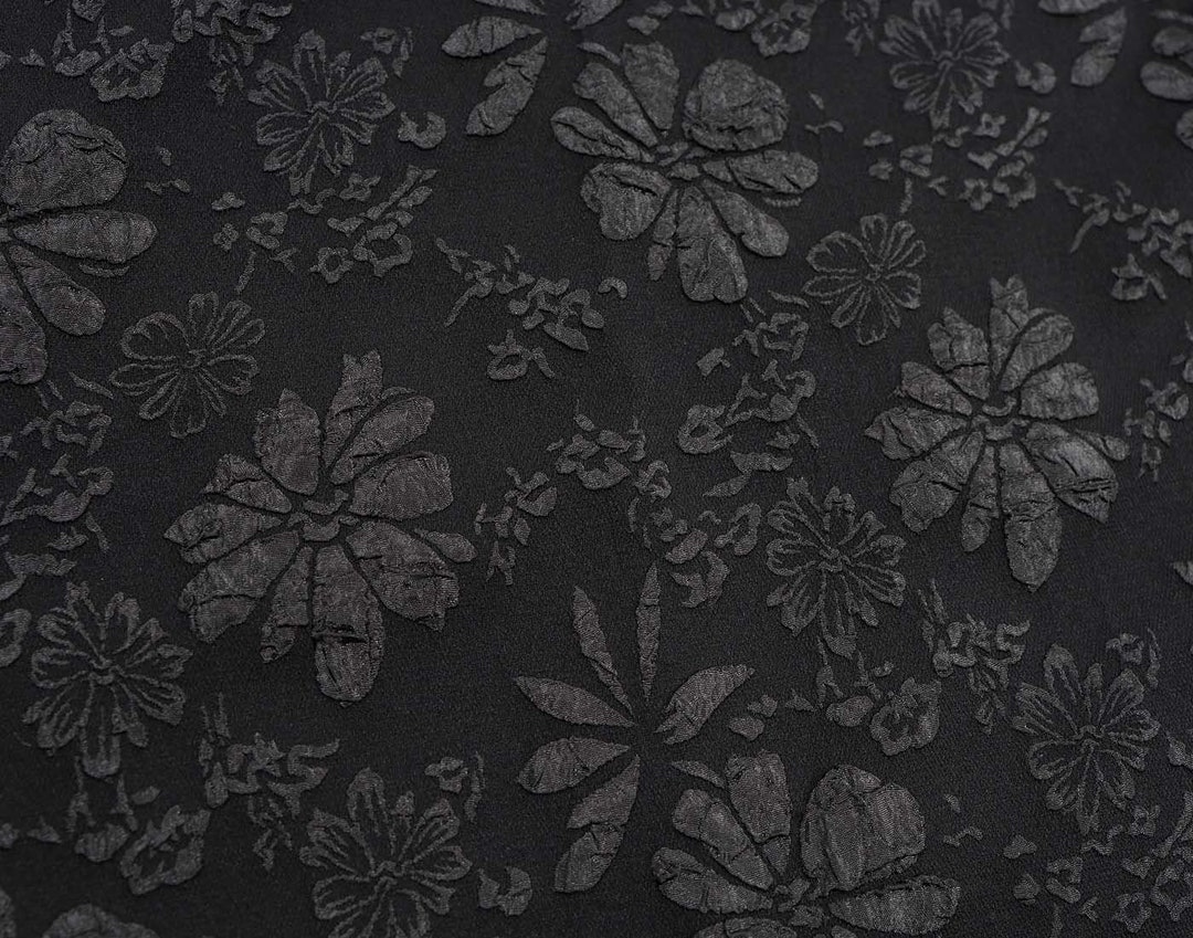 Black Flower Embossed Jacquard Fabric 58 Inch Wide - Sold by the Yard ...