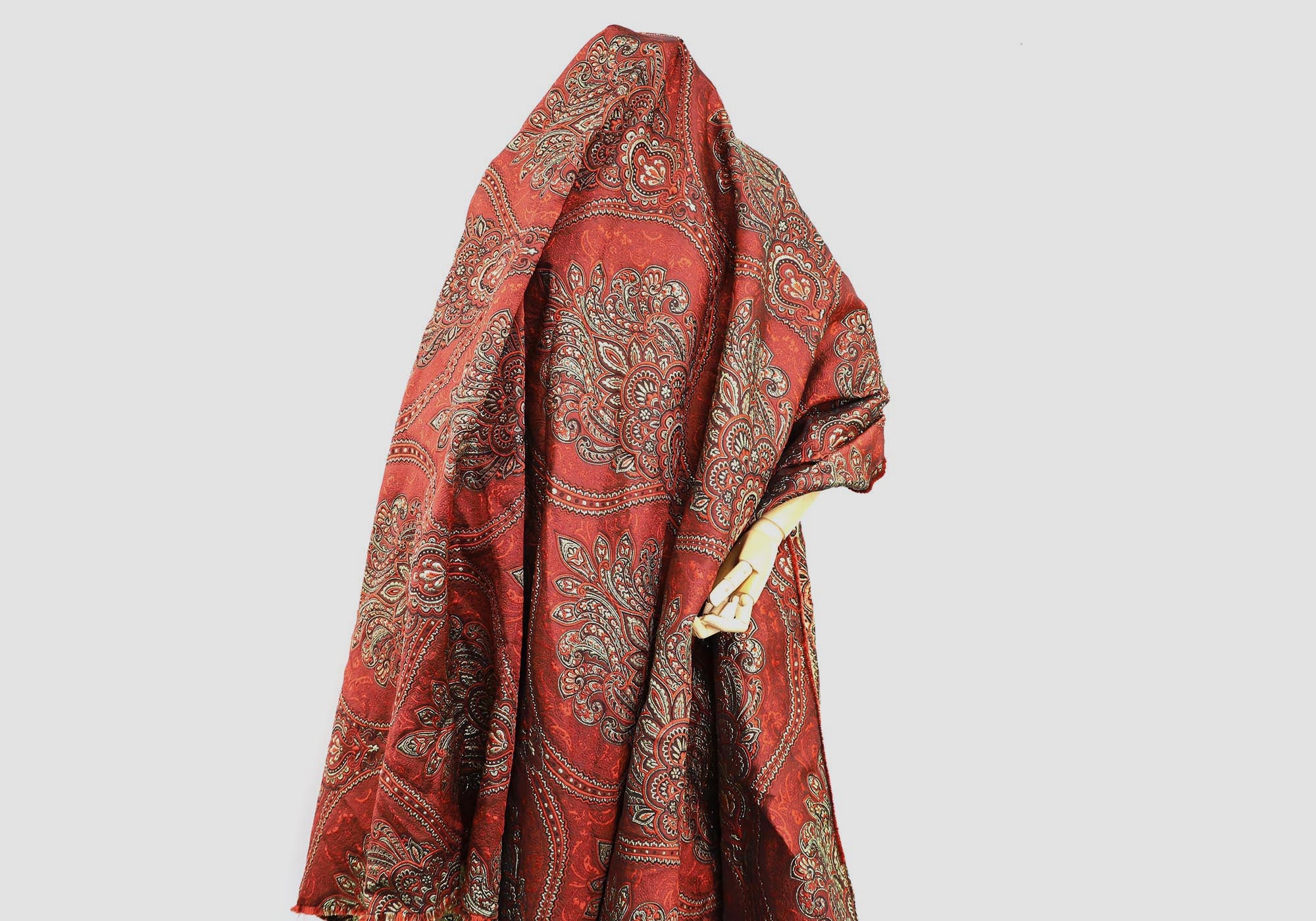 Dark Red Gold Thread Damask Jacquard Renaissance Fabric | Etsy