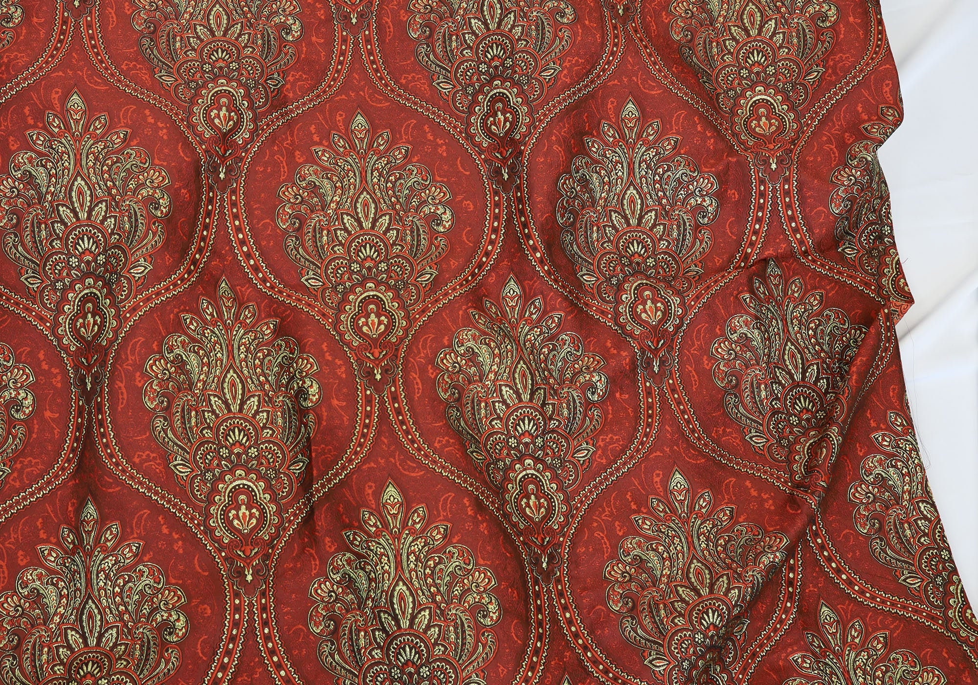 Dark Red Gold Thread Damask Jacquard Renaissance Fabric - Etsy UK