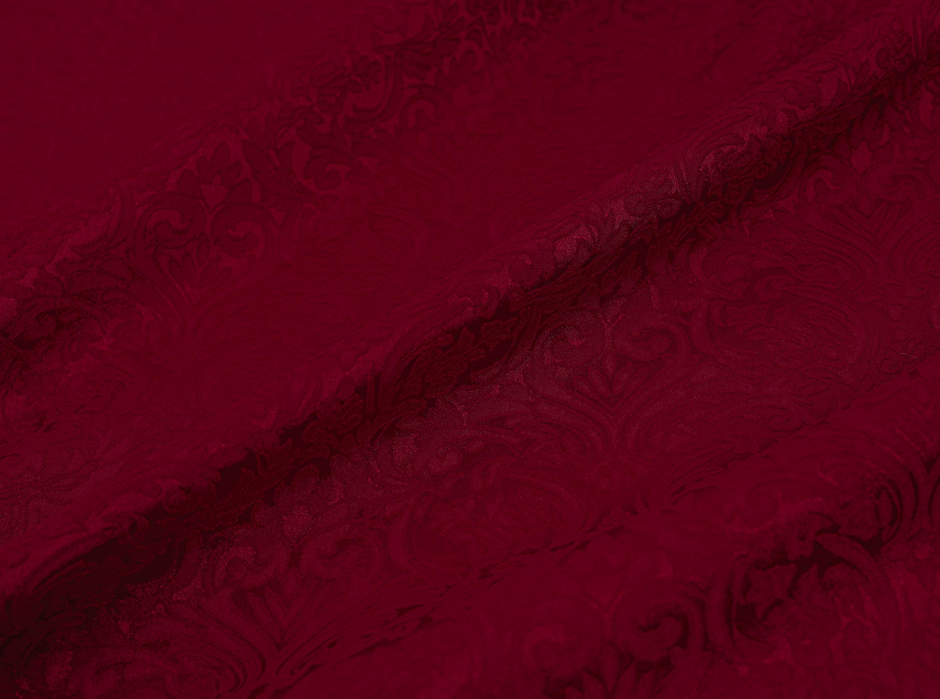 Textured Solid Wine Red Color Retro Floral Design Jacquard Fabric Dress ...