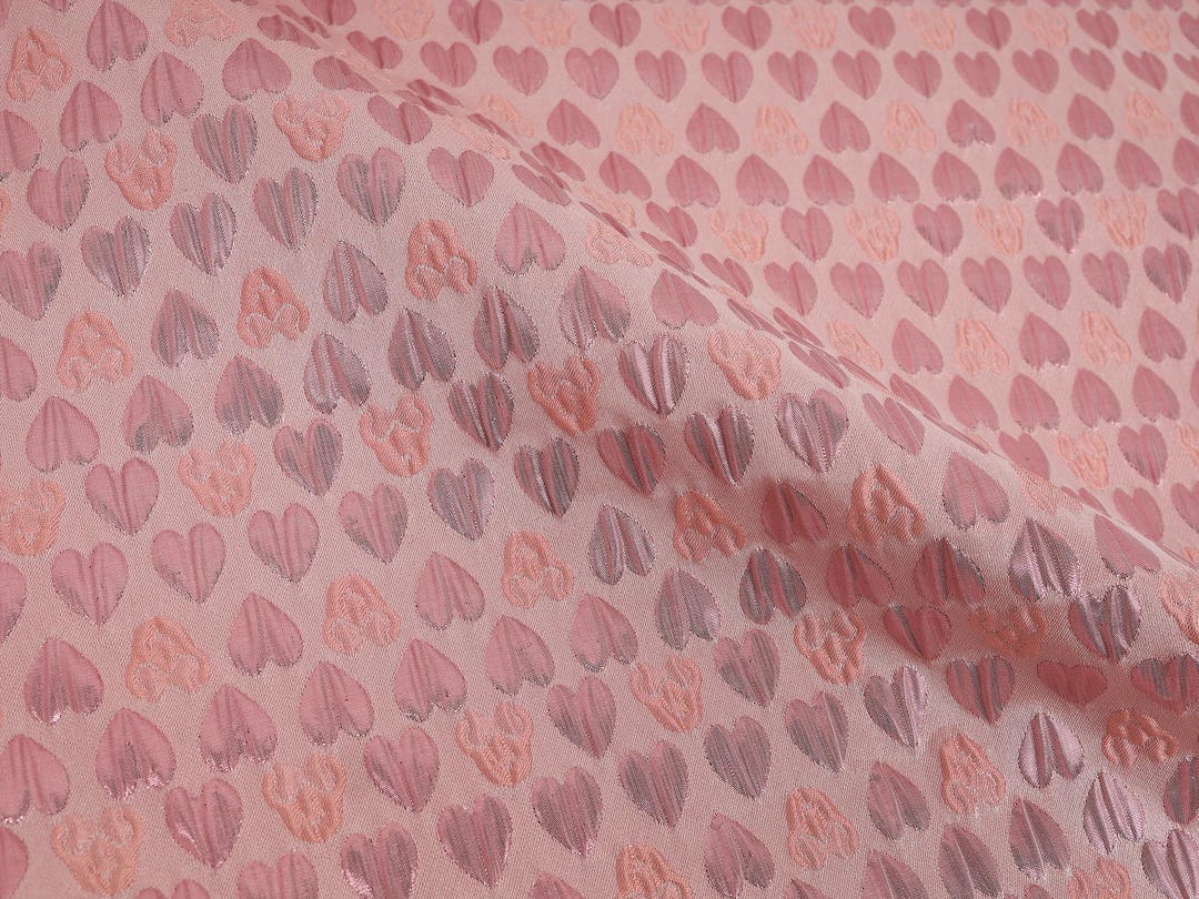 Embossed Pink Luster Heart-shape Pattern Jacquard Fabric Girlish Tops ...