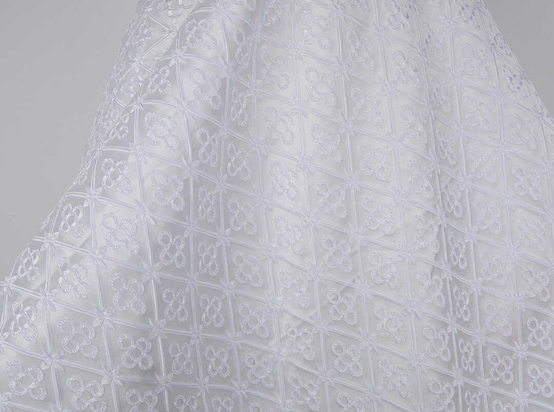 Raised Knots in Rhombus Pattern Design White Elegant Jacquard Fabric ...