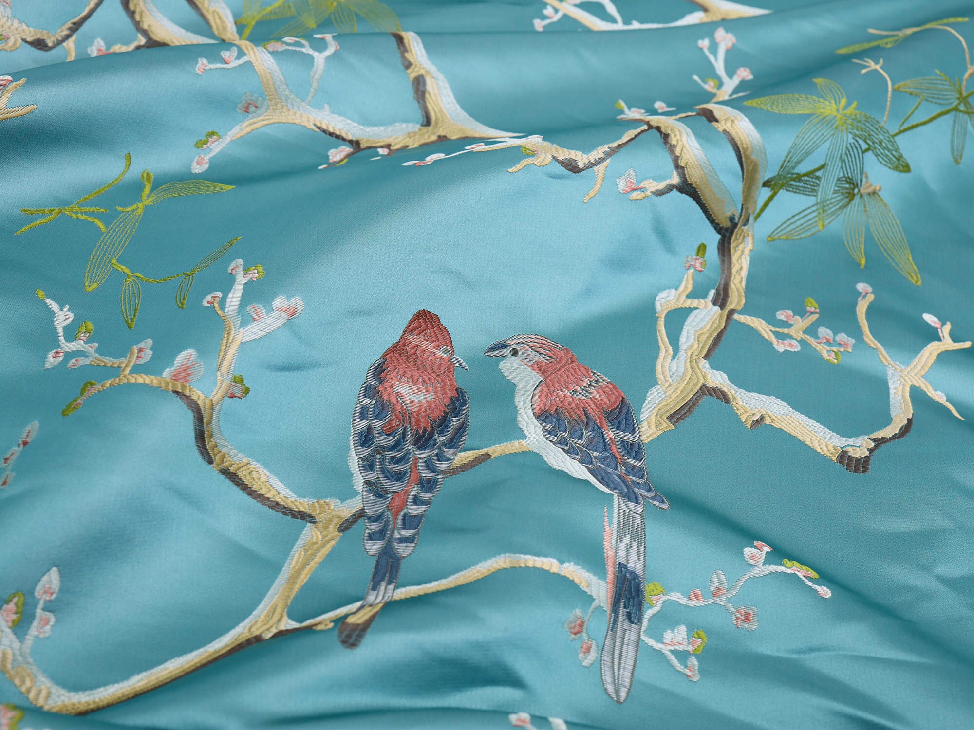Green Jacquard Fabric With Birds in for Pillow Case Making - Etsy