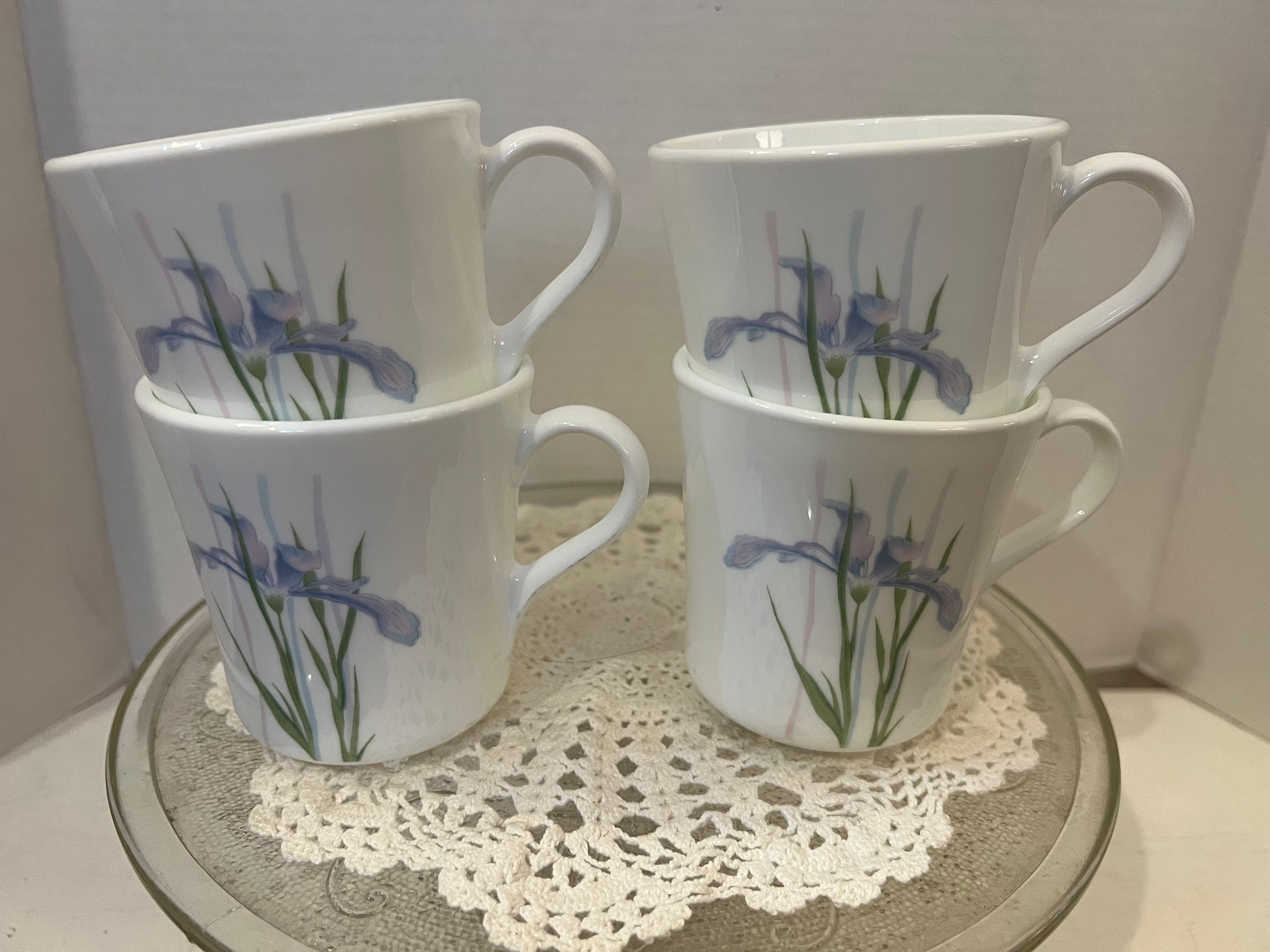 Set of 4 Vintage Corelle Shadow Iris Mugs, Corelle Dishes - Etsy