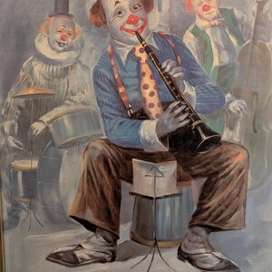 Vintage William Hoffman Signed Musical Clown Framed Art Print, Clown ...