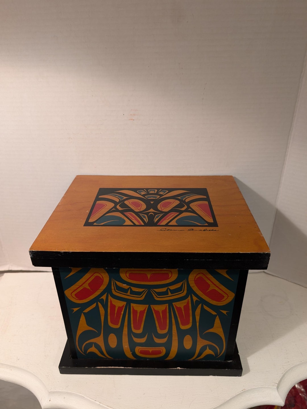 Vintage West Coast Haida Raven Art Box, Clarence A Wells, North ...