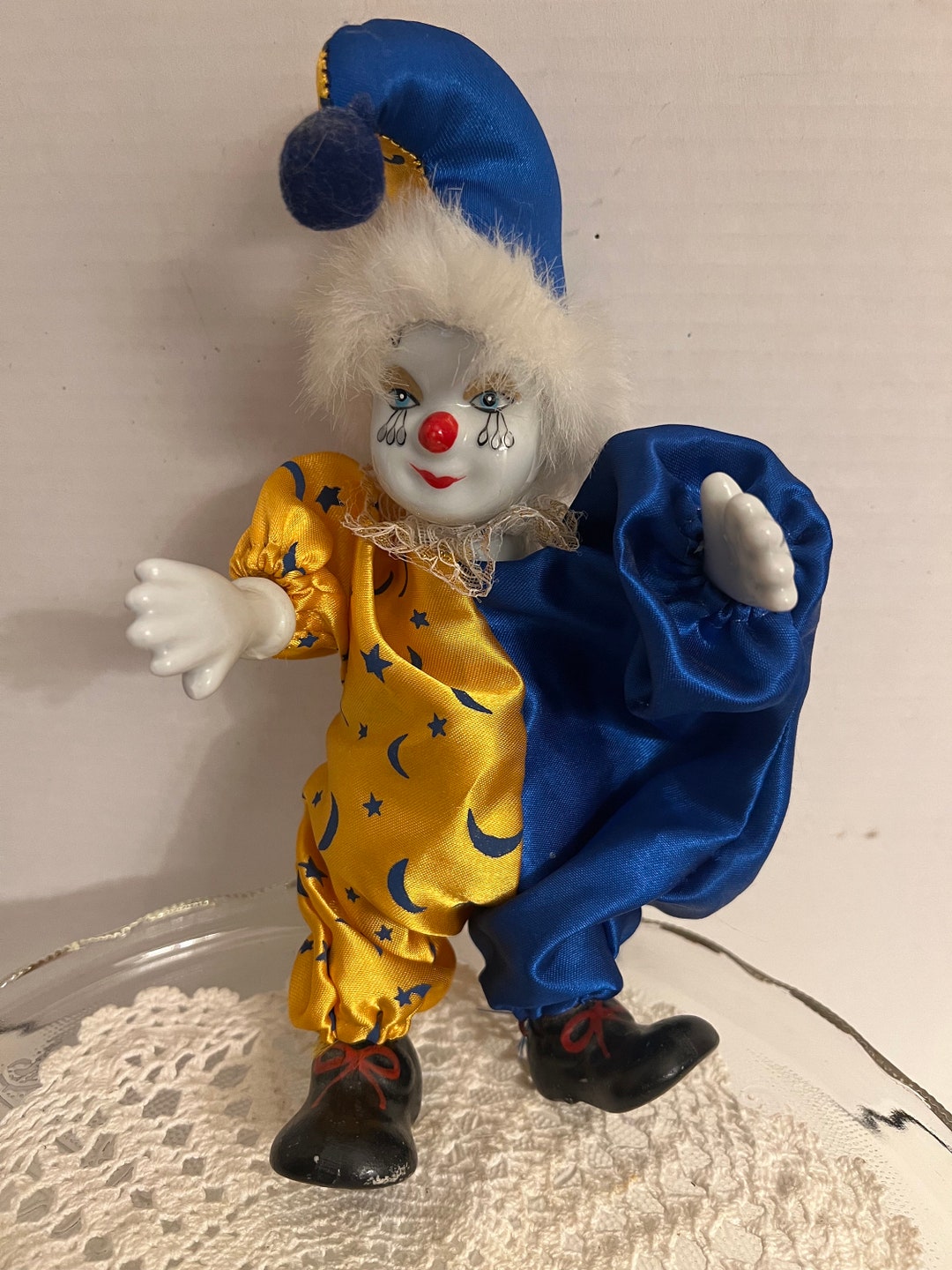 Vintage Moon and Stars Porcelain Face 9” Clown, Tears Tragic Clowns - Etsy