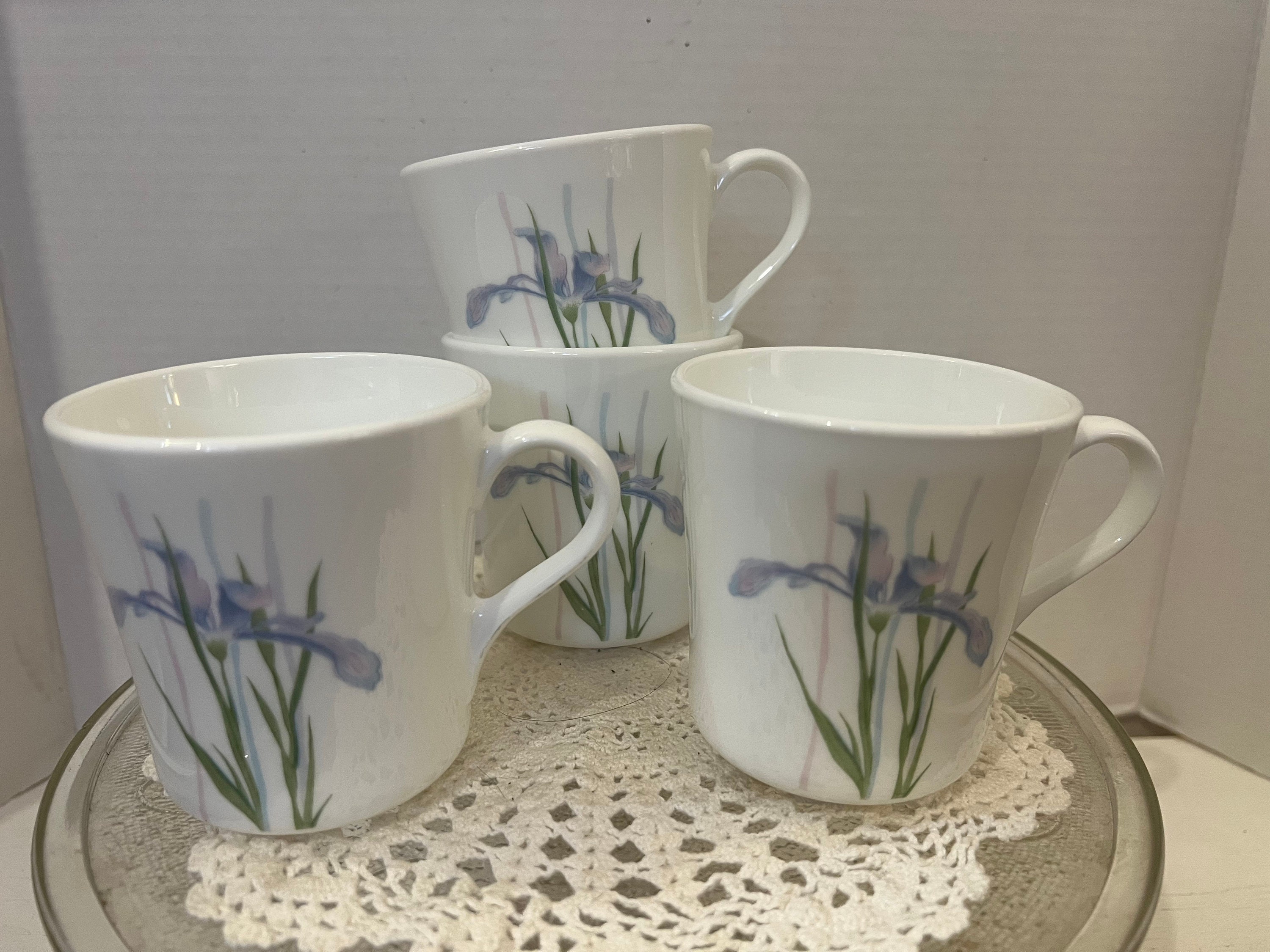 Set of 4 Vintage Corelle Shadow Iris Mugs, Corelle Dishes - Etsy