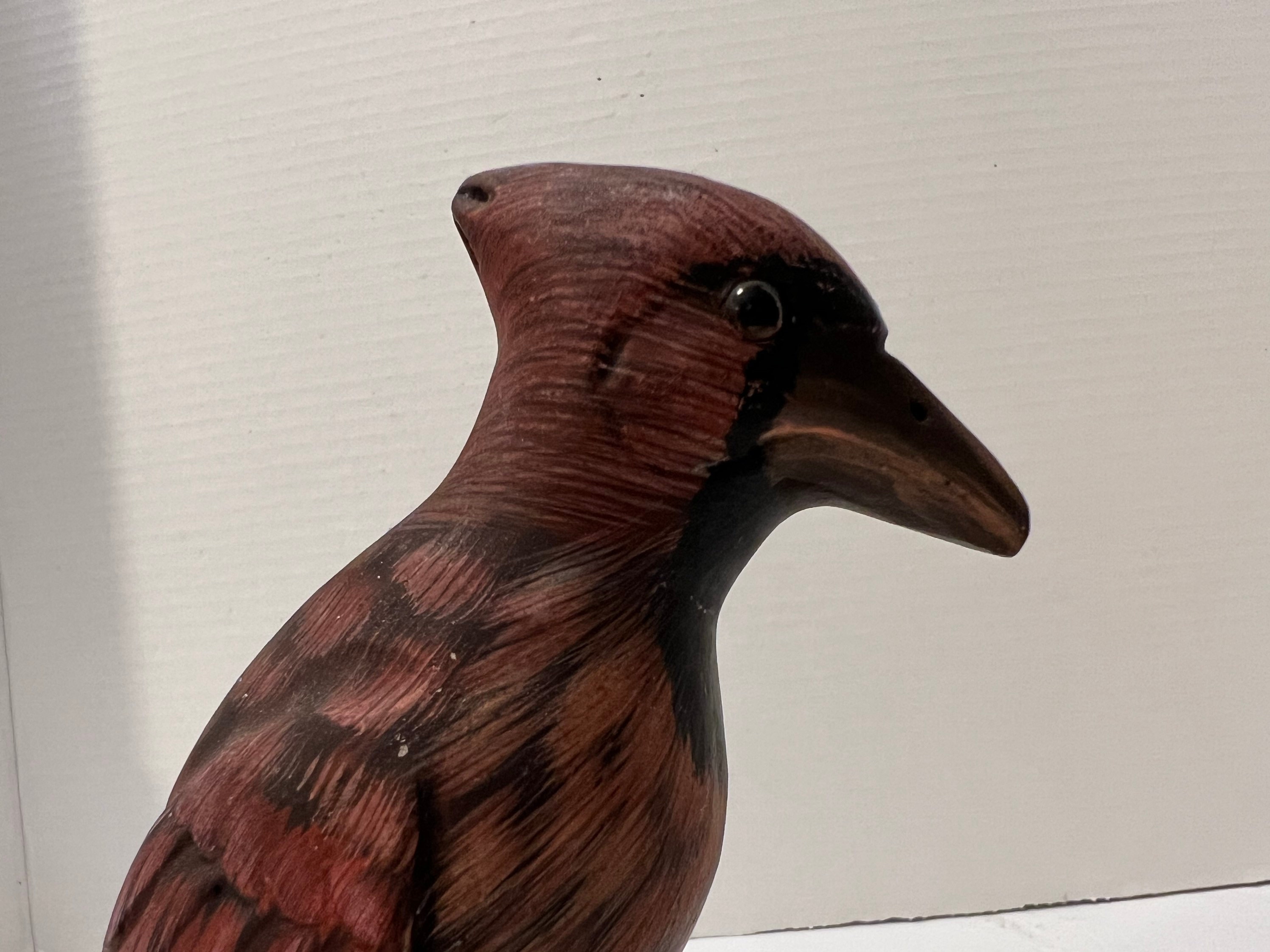 Vintage Folk Art Carved Wood Northern Cardinal, Wooden Birds - Etsy