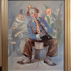Vintage William Hoffman Signed Musical Clown Framed Art Print, Clown ...