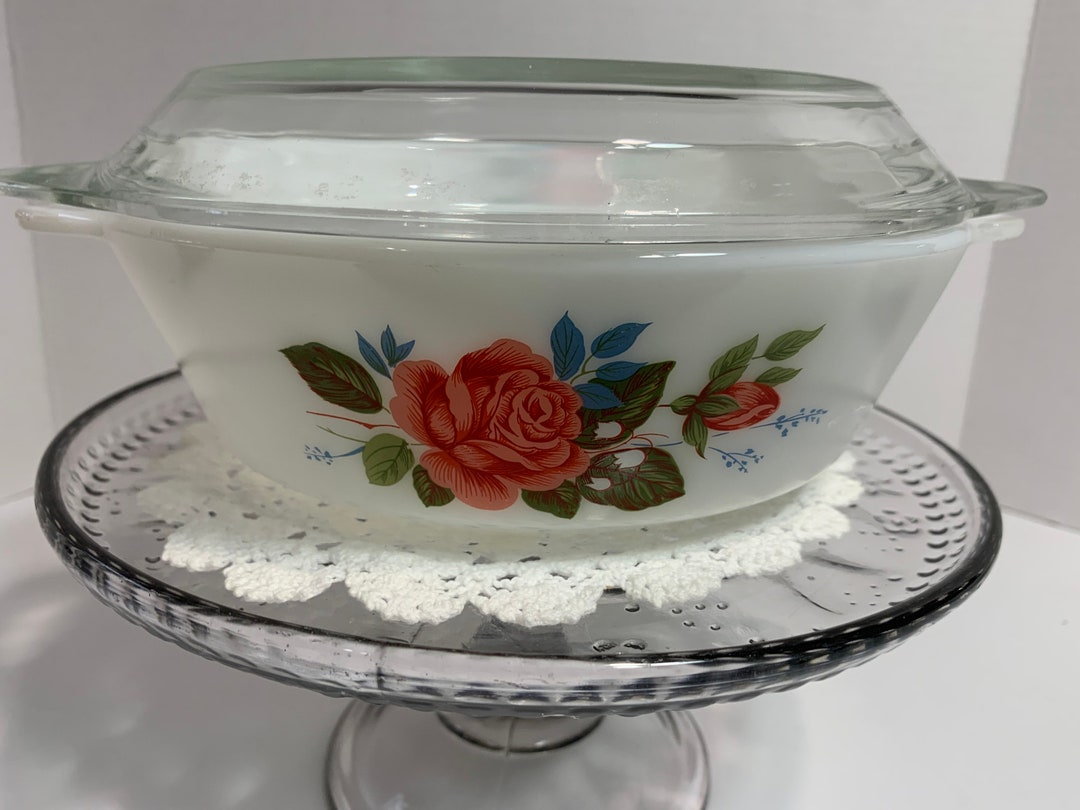 Vintage JAJ English Pyrex Casserole With Lid, English Cottage Rose 509 ...