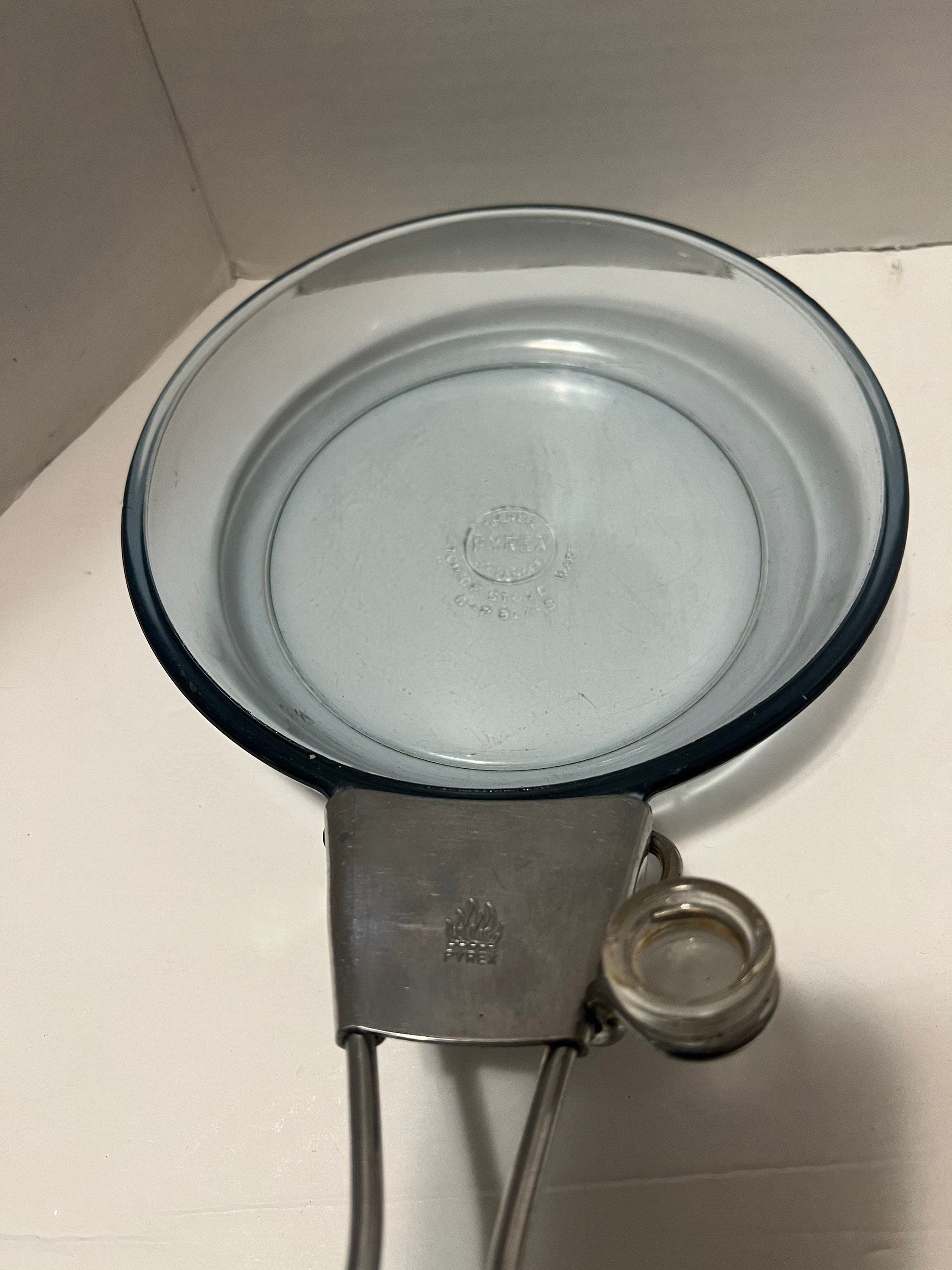 Vintage 1940s Pyrex Blue Glass Flameware 7 Skillet and Removable Handle ...