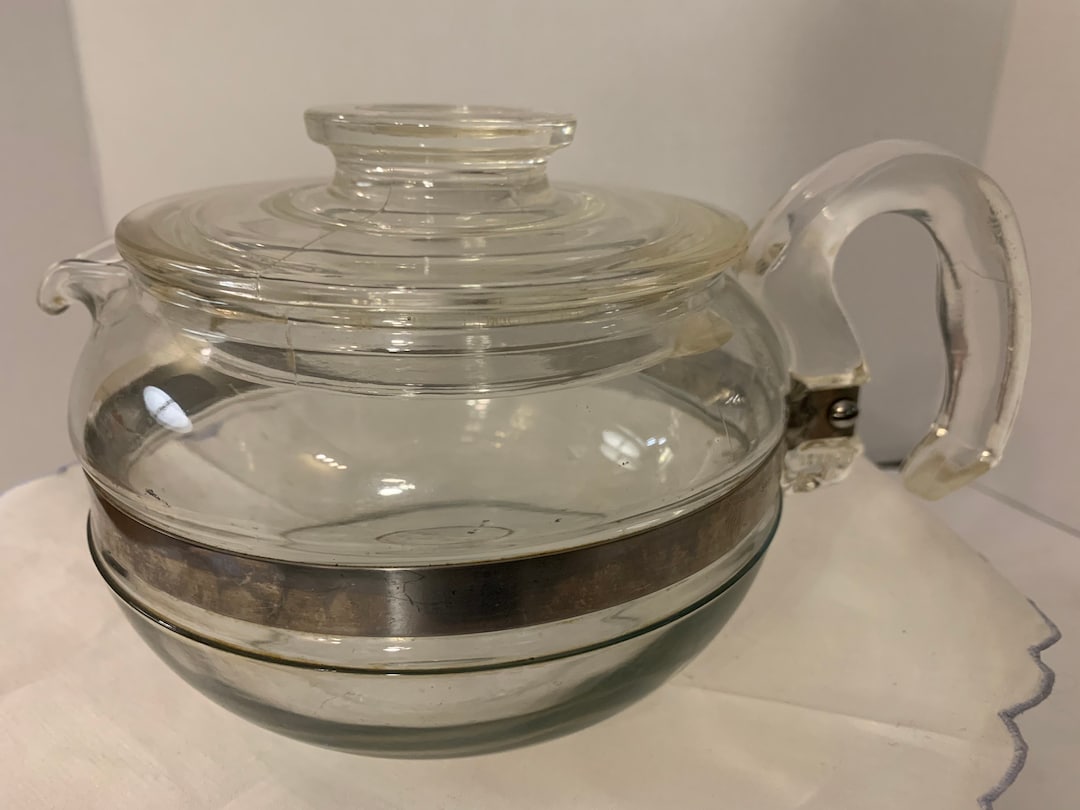 Vintage Pyrex Flameware 6 Cup Teapot, Clear Glass Teapot, MCM Glass ...