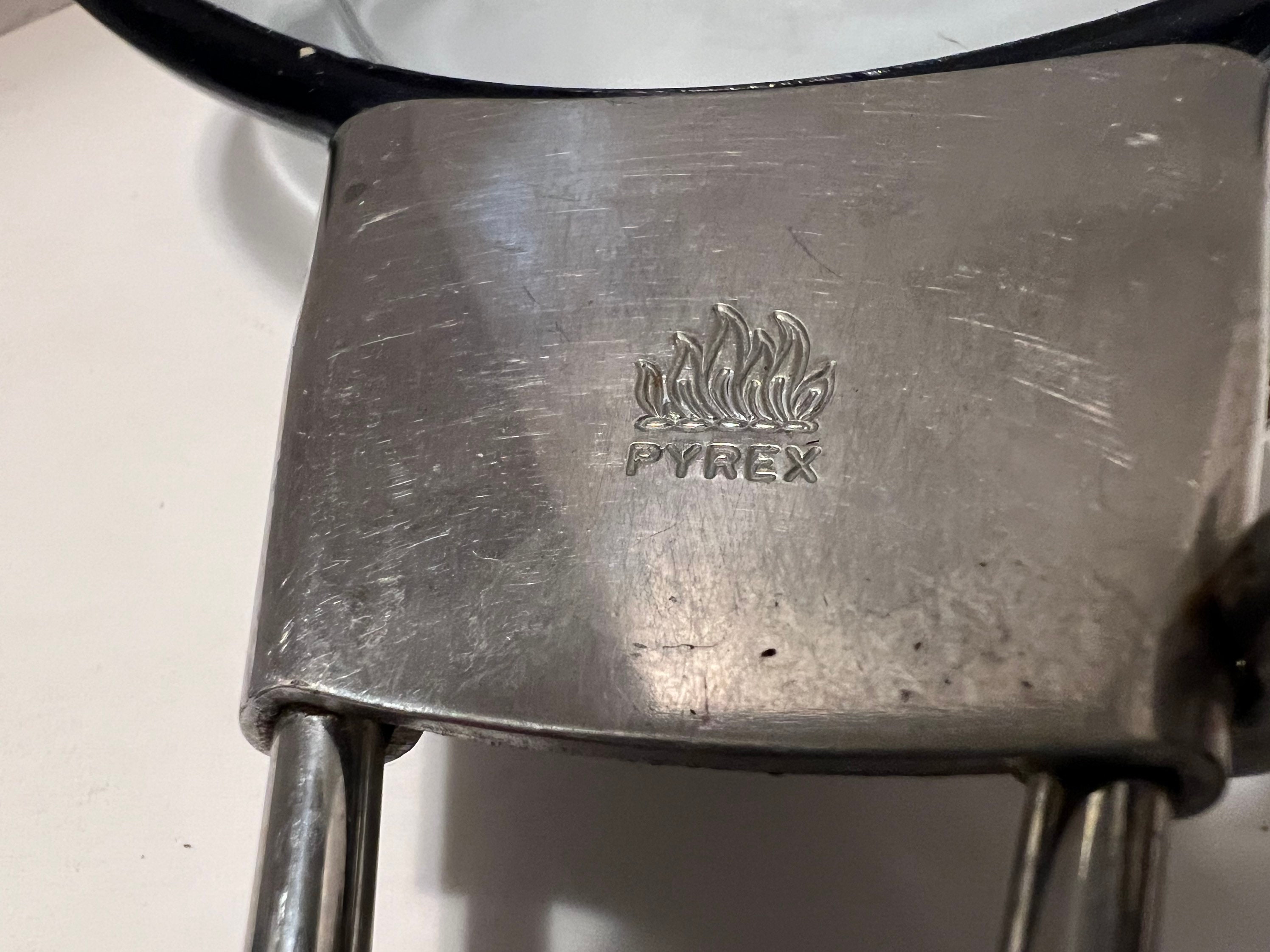 Vintage 1940s Pyrex Blue Glass Flameware 7 Skillet and Removable Handle ...