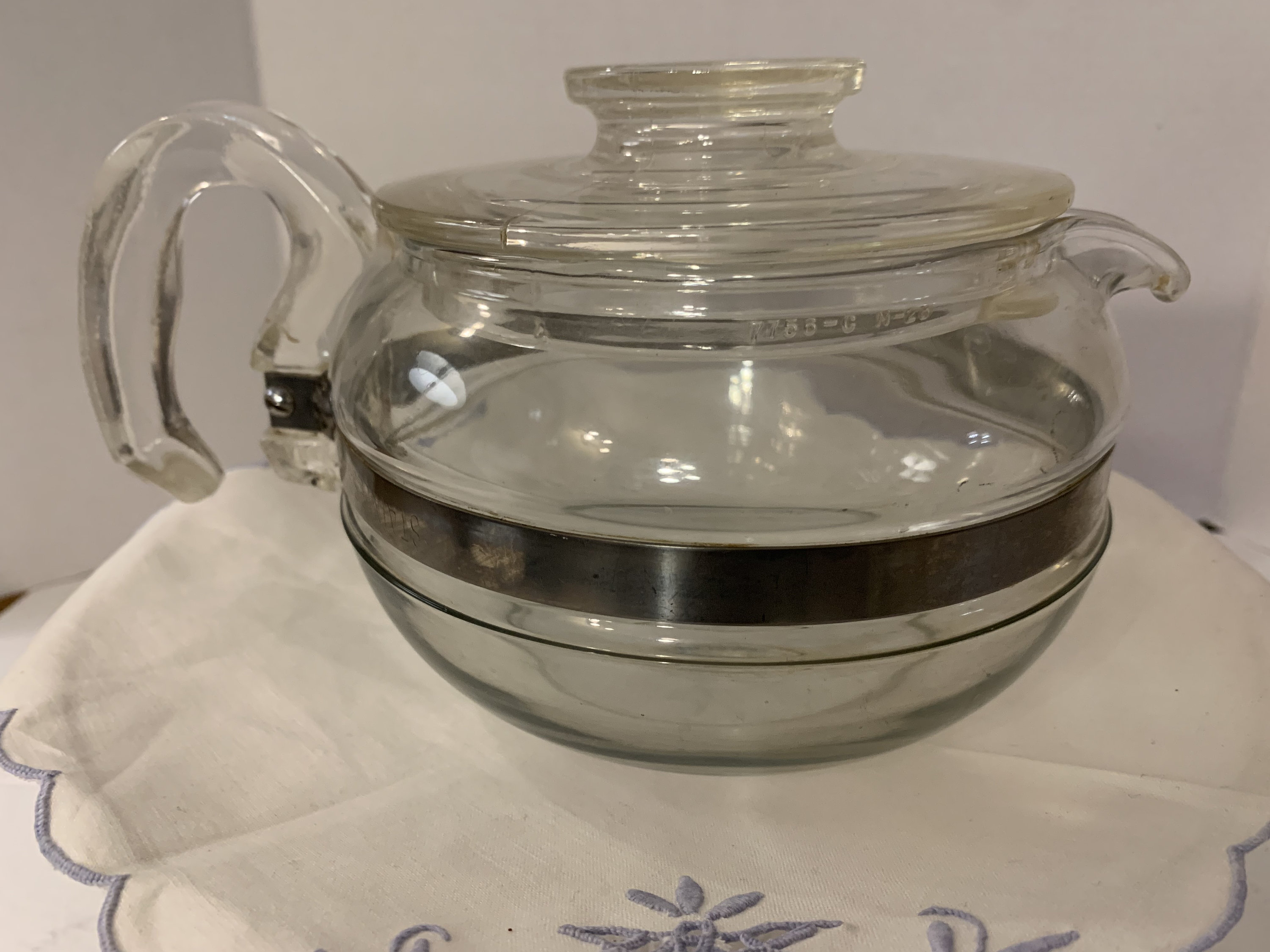 Vintage Pyrex Flameware 6 Cup Teapot, Clear Glass Teapot, MCM Glass ...