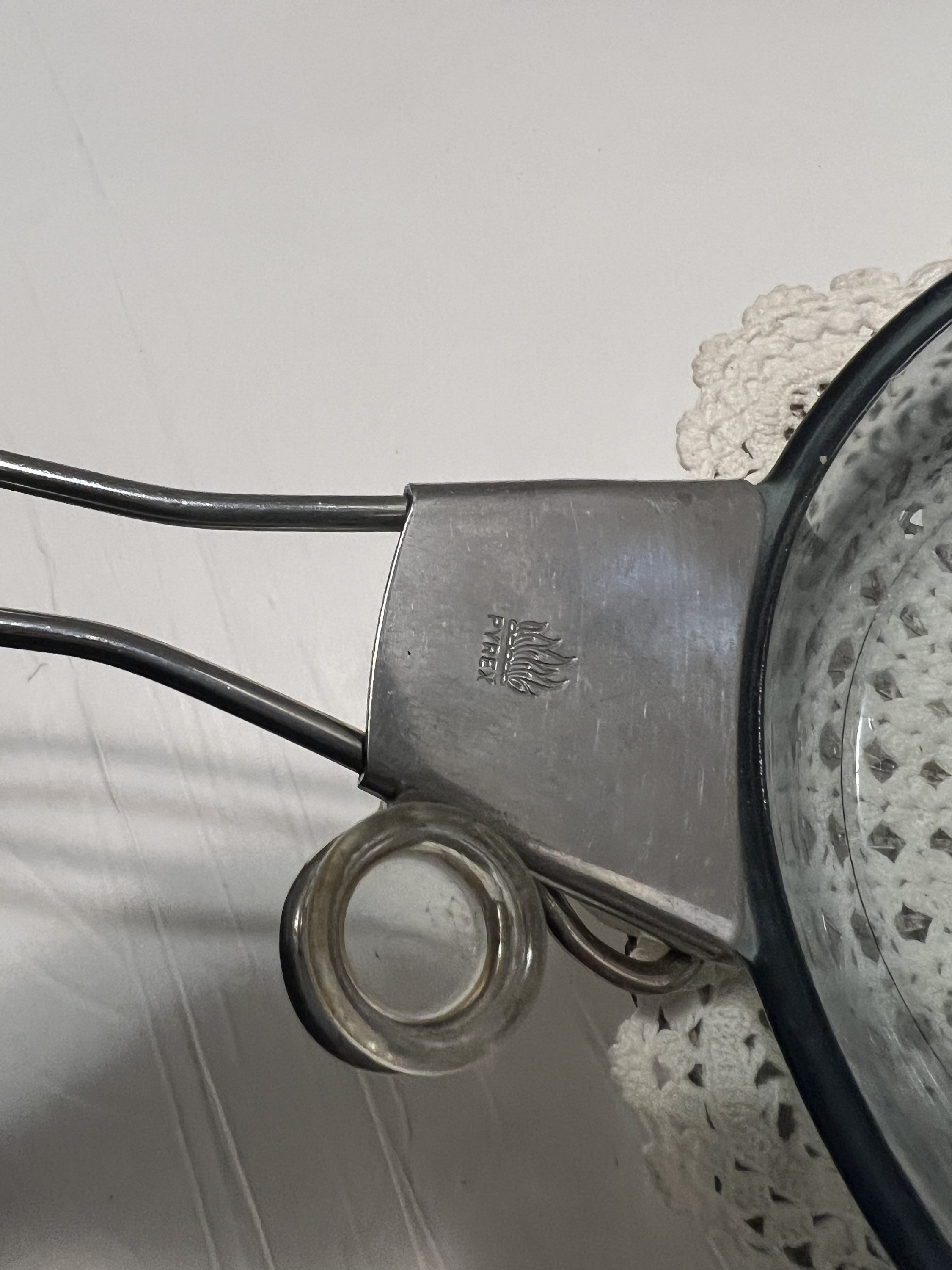 Vintage 1940s Pyrex Blue Glass Flameware 7 Skillet and Removable Handle ...