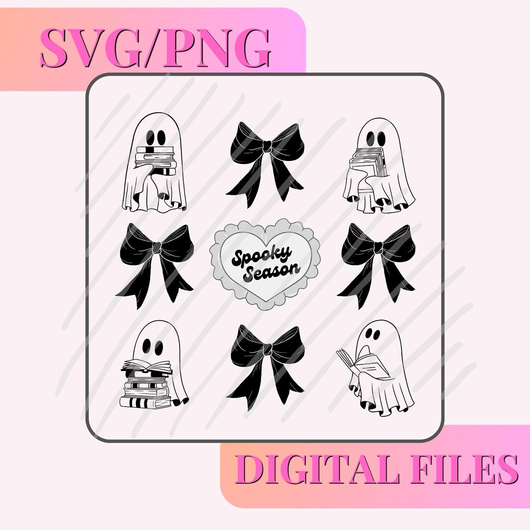 Cute Ghost Bookish SVG , PNG Book Lover Halloween Ghost Book Nerd Read ...